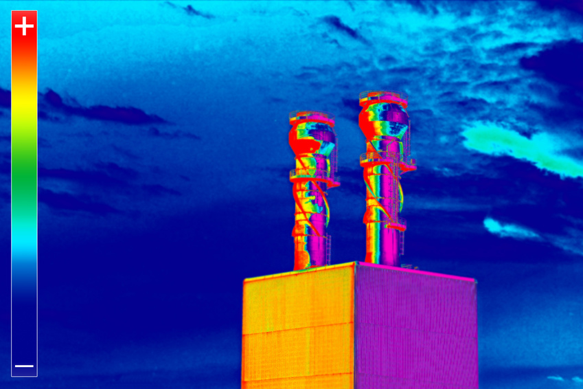 Thermovision image heating plant chimney - DRONE ON AIR