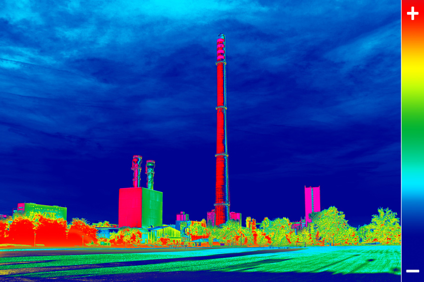 Thermovision image heating plant chimney - DRONE ON AIR